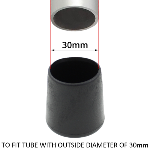 30mm Black Plastic Ferrules For Ends Of Tables & Chairs Legs